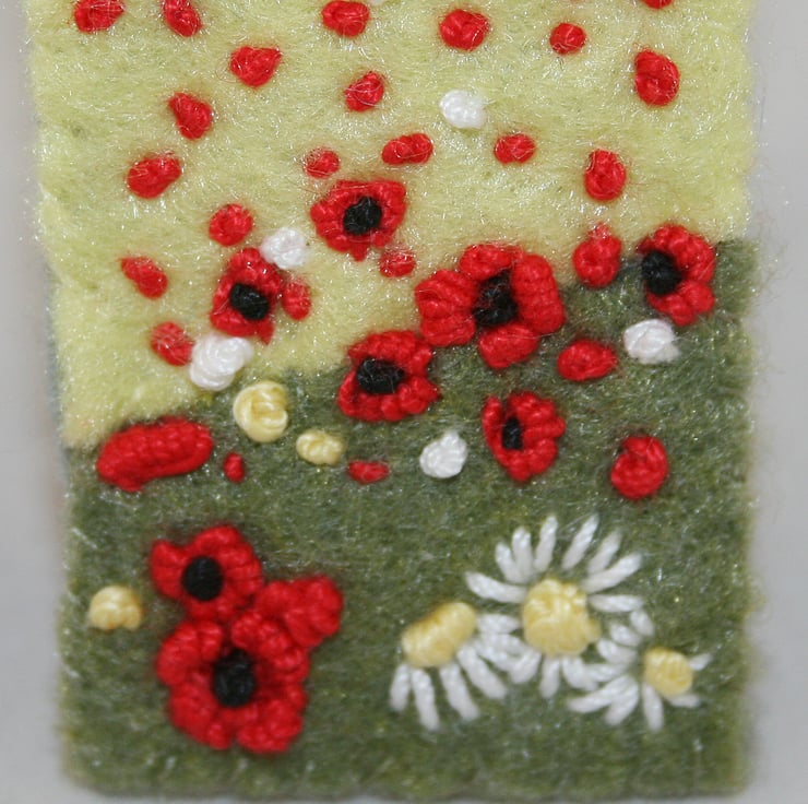 Embroidered Felt Brooch - Poppy Fields - Folksy