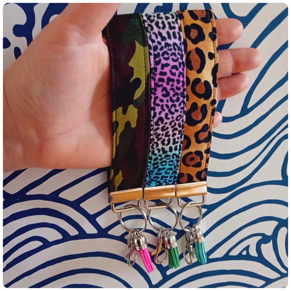 WRISTLET KEYRING key chain Rainbow Leopard Clas... - Folksy
