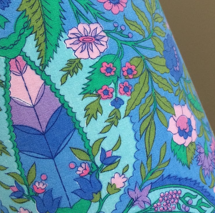 Blue Green and PInk SHALIMAR Jonelle Vintage Fa... - Folksy