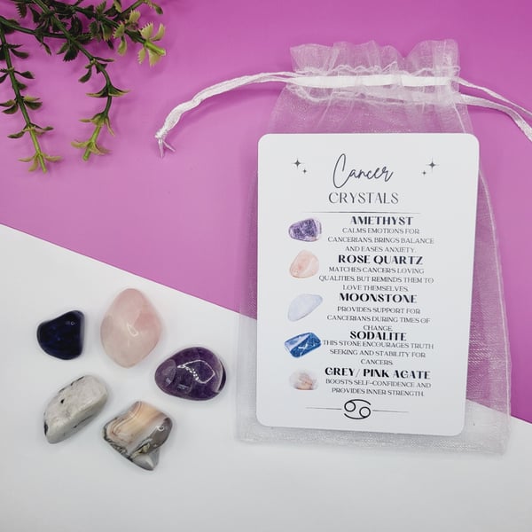 Crystals Gift Set For Cancer Zodiac Sign With C... - Folksy