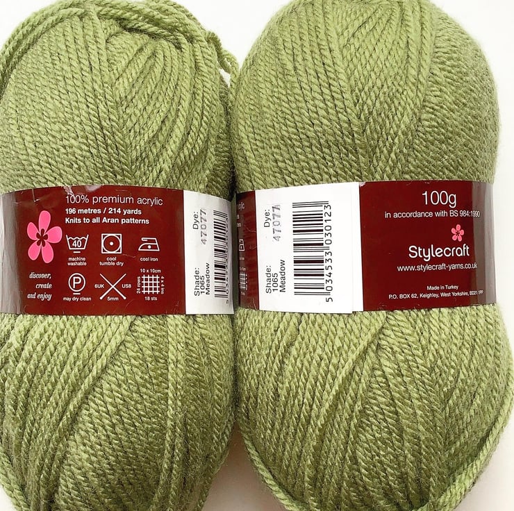 Stylecraft Special Aran yarn, meadow green Aran... - Folksy
