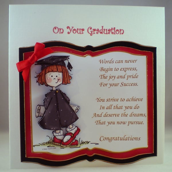 Handmade 3D Decoupage Graduation Card,Female, P... - Folksy