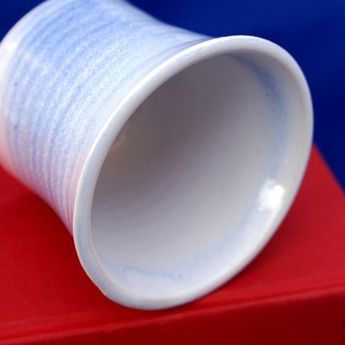 Set of four porcelain cups - powder blue and wh... - Folksy