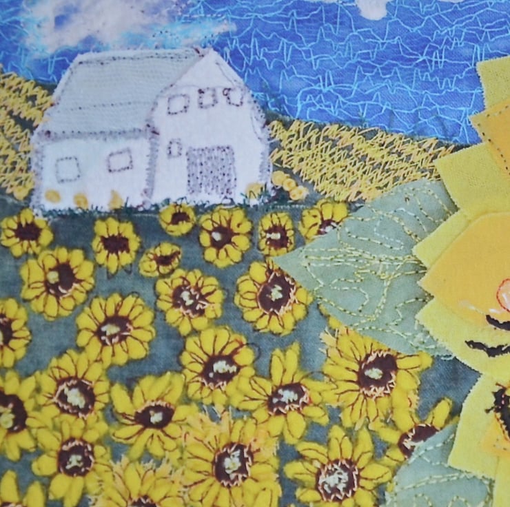 Sunflower and bumble bee picture - limited edi... - Folksy