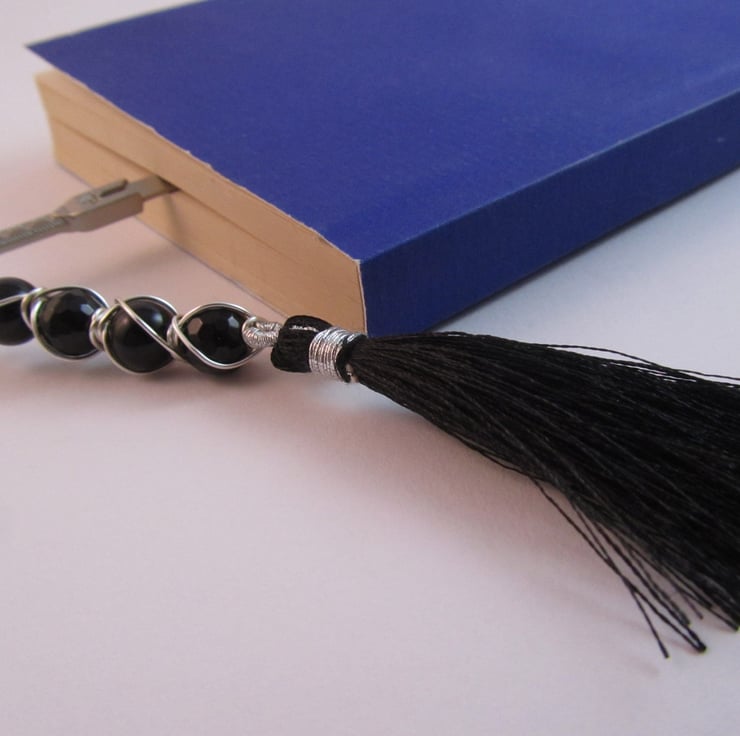 Black Agate Sword Bookmark, Wire Wrapped Bookmark - Folksy