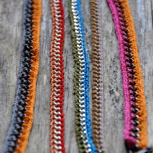 Friendship Bracelet With Metal Chain and Crochet - Folksy