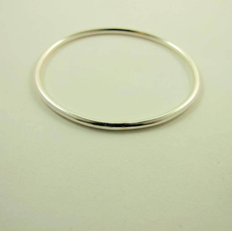 Sterling Silver Heavy Smooth Oval Bangle - Folksy