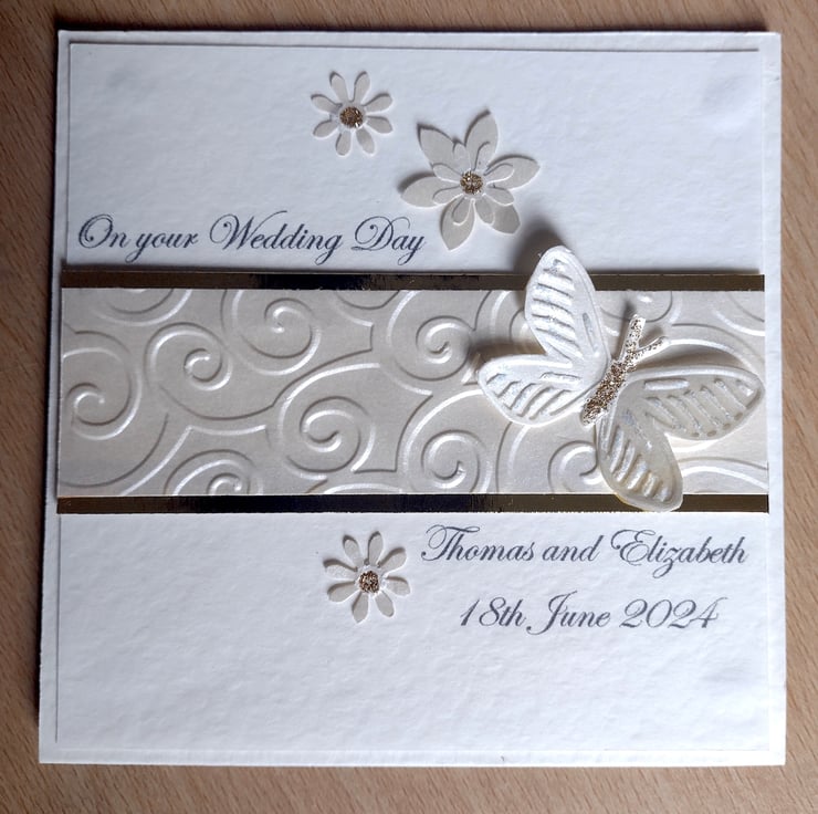 Sparkly Butterfly Wedding Card - Personalised -... - Folksy