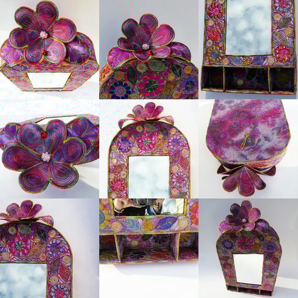 Textile Mirror Frame with Shelves - Folksy