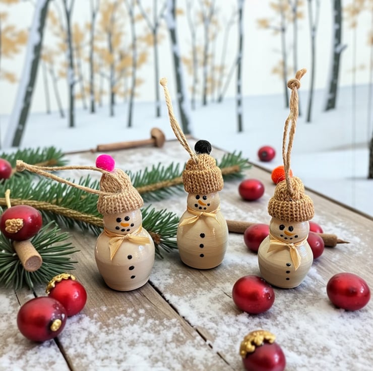 Set of 3 Hanging Christmas Tree Snowmen - Folksy