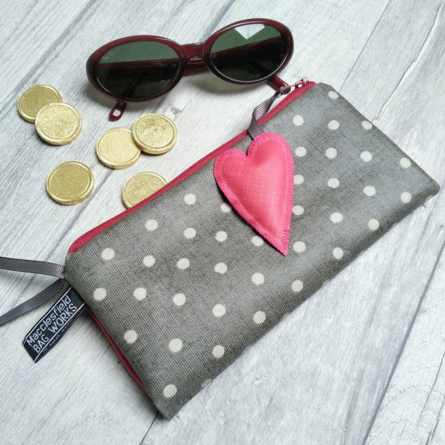 Polka dot and heart wallet - Folksy