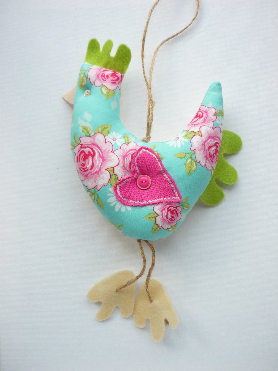 Hanging Chicken Hen In Bright Turquoise Floral ... - Folksy