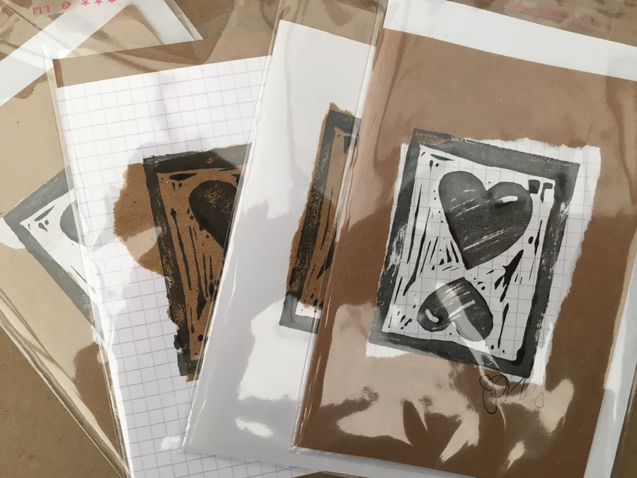 Handprint card: two hearts - Folksy