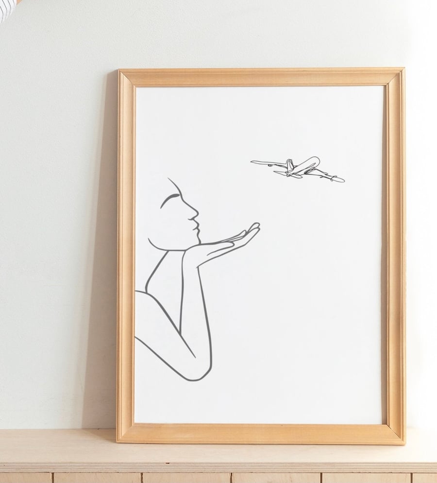Air Kiss Minimalist Drawing Print Travel Poster... - Folksy