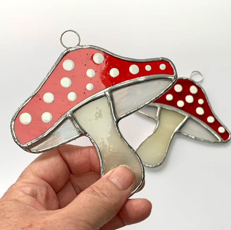 Stained Glass Toadstool Suncatcher - Handmade W... - Folksy