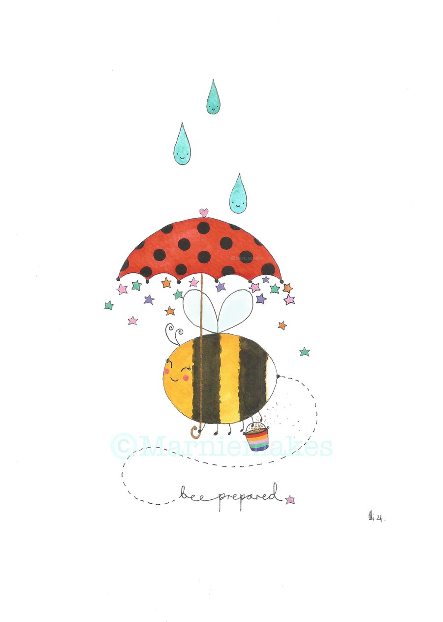 Bee Prepared - A4 Unframed Original Illustration - Folksy