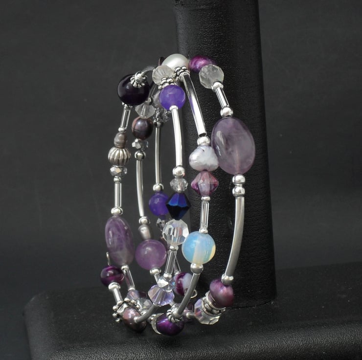 Amethyst, pearl, crystal and purple & laven... - Folksy