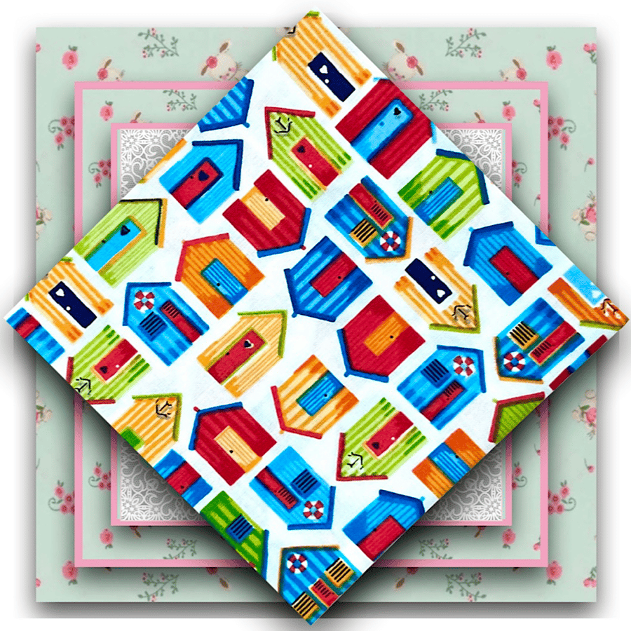 Beach Huts Fat Quarter - Folksy