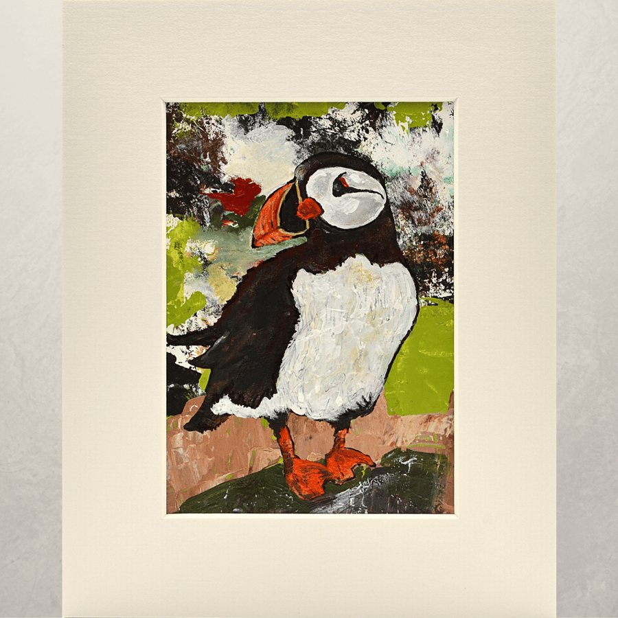 Original Painting of a Puffin - Folksy