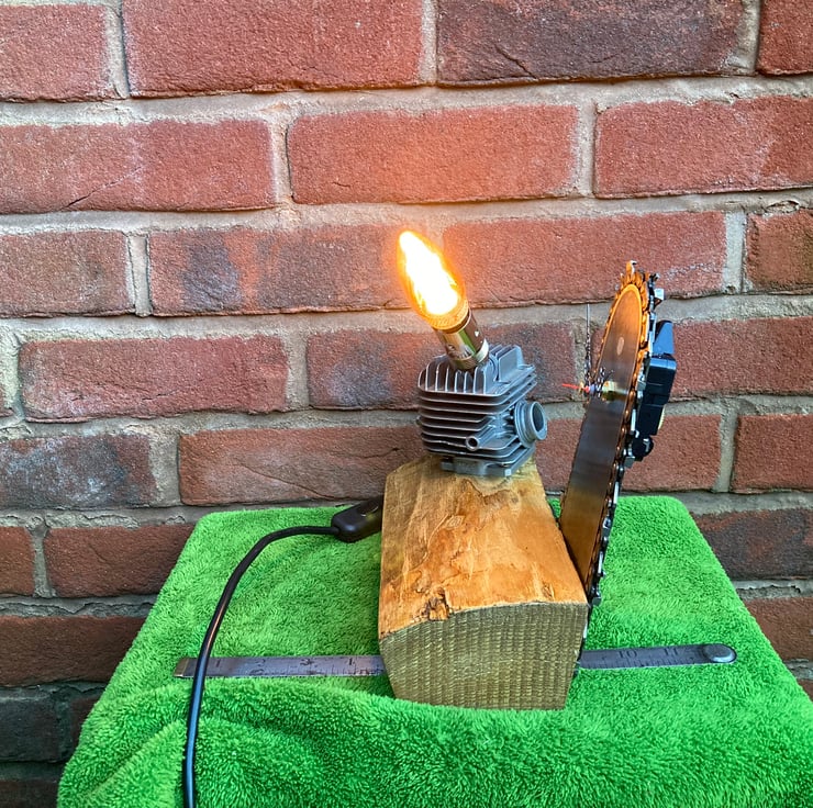 Chainsaw Themed Table Lamp and Clock Combo, Mou... - Folksy