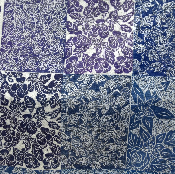 Hand Printed Patchwork style Tea Towel - Folksy