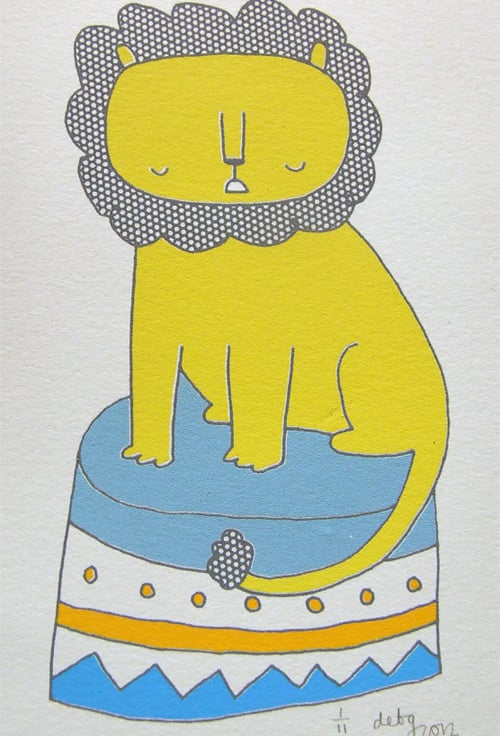 Lion on a Circus Stand Screenprint - Folksy