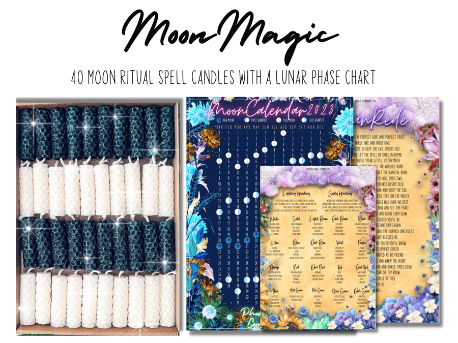 40 Moon Ritual Spell Candles - 2023 Moon Calend... - Folksy