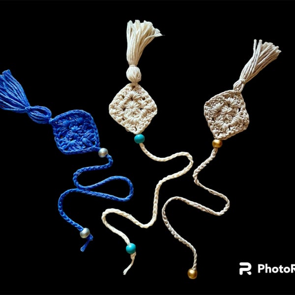 Set of 3 Granny Square Bookmarks, Boho Bookmark... - Folksy