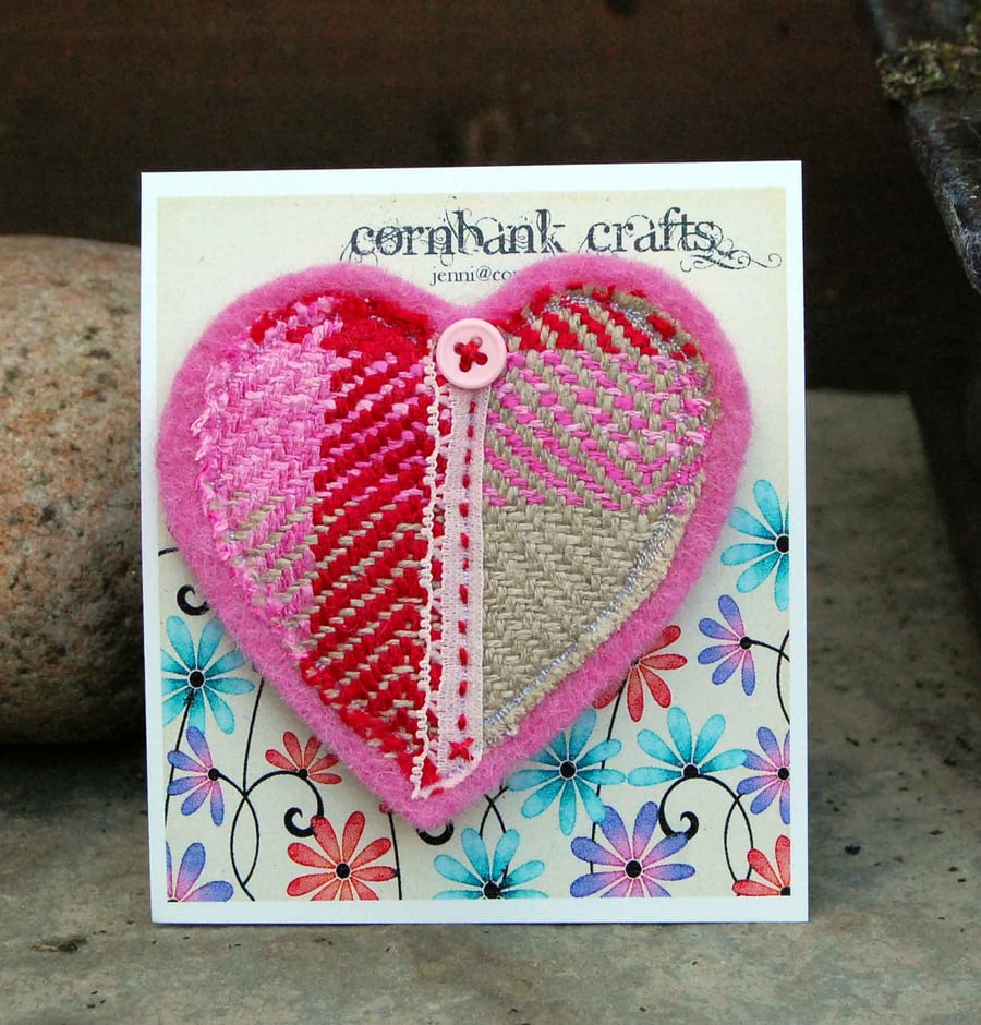 Scottish Felt and Fabric Heart Shaped Brooch - Folksy
