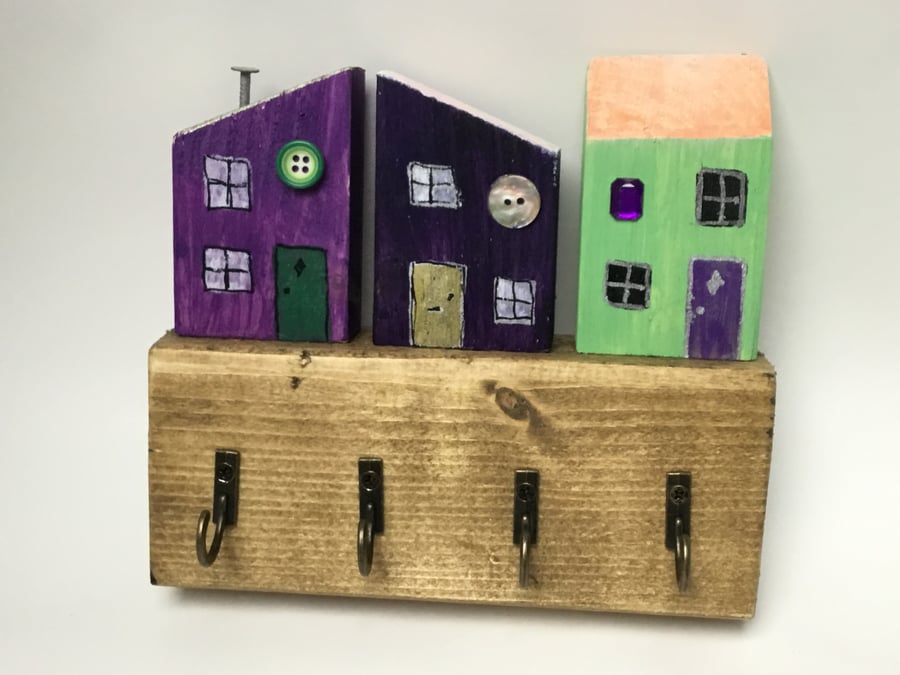 Rustic attractive wooden cottage key hooks for ... - Folksy