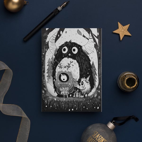 Pack of 4 Winter Postcards - Lovable Monsters -... - Folksy