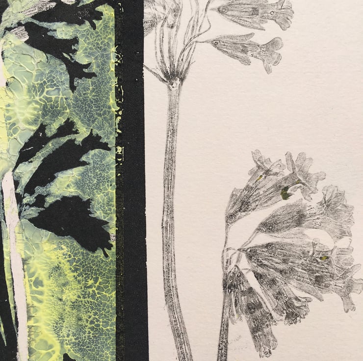 Yellow Floral Original Monoprint by Stef Mitche... - Folksy