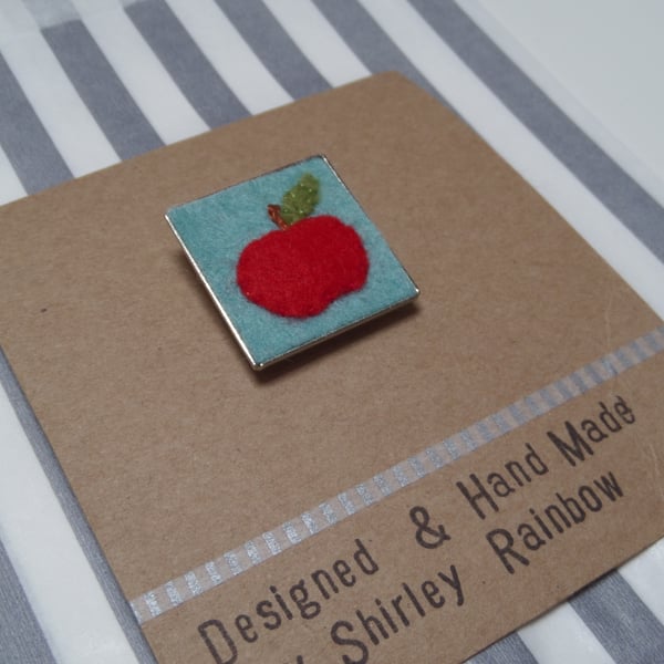 Red Apple Gift for Teacher Hand Stitched Badge - Folksy