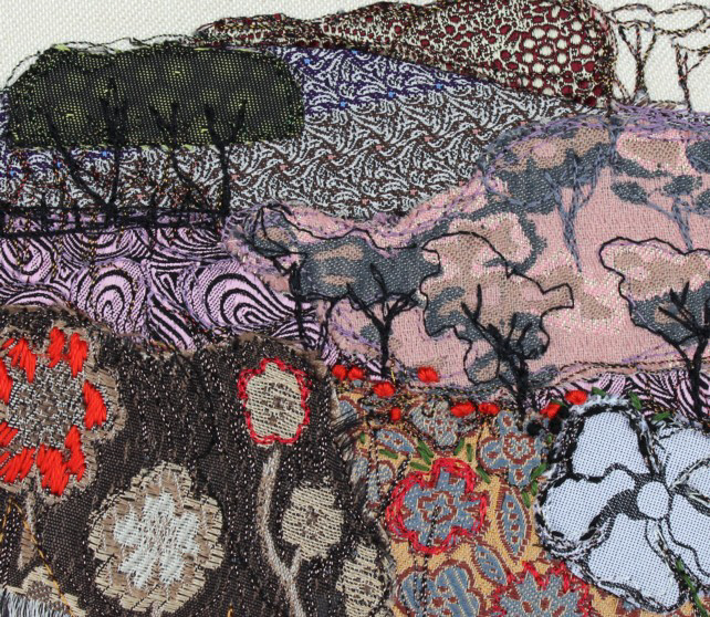 Textile Art of Landscape with Flowers - Folksy