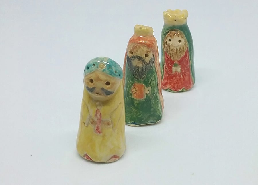 Handmade ceramic three Kings or wise men Christ... - Folksy