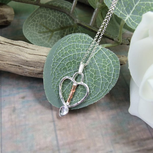 Welsh Love Spoon Pendant, Sterling Silver and C... - Folksy