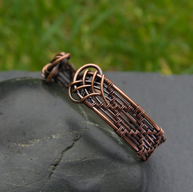 Copper Wire Wrapped Cuff with Purple Dichroic G... - Folksy