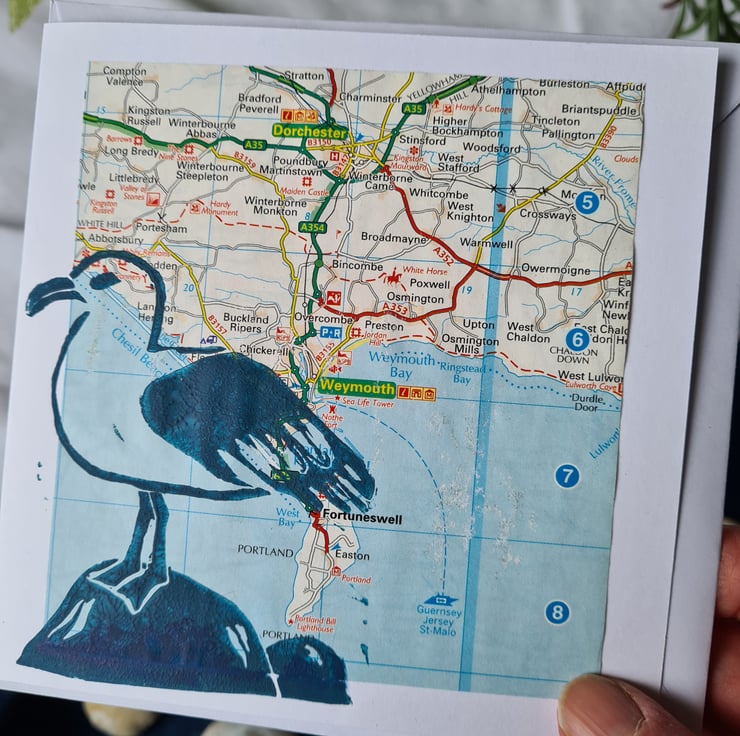 Dorset Weymouth Dorchester Portland map card co... - Folksy