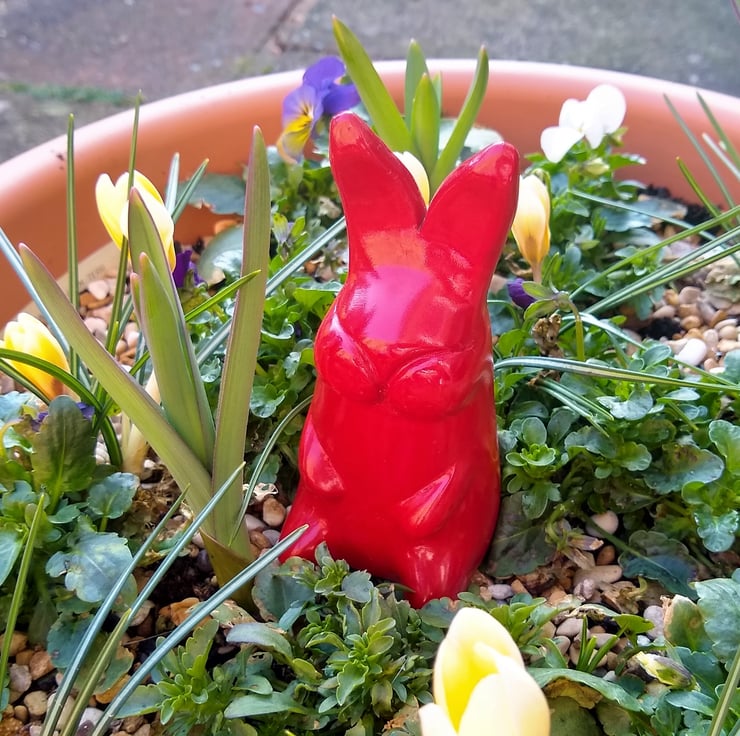 Red Rabbit - Original sculpture Polymer Clay - Folksy
