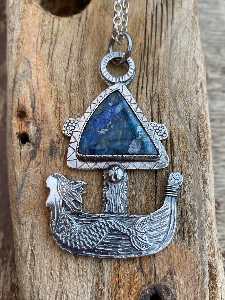 Fair Winds Mermaid Viking Ship with Azurite - Folksy