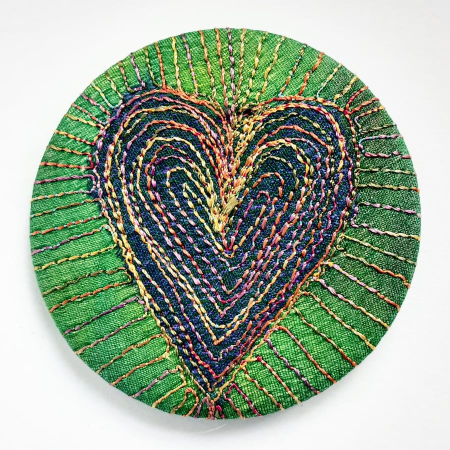 58mm Fabric Badge with Free Machine Embroidery ... - Folksy
