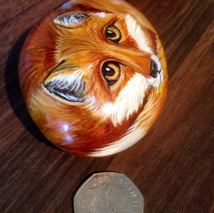 Hand painted rock fox - Folksy
