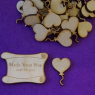 MDF Heart Balloon on String 3cm - 40 x Laser cu... - Folksy