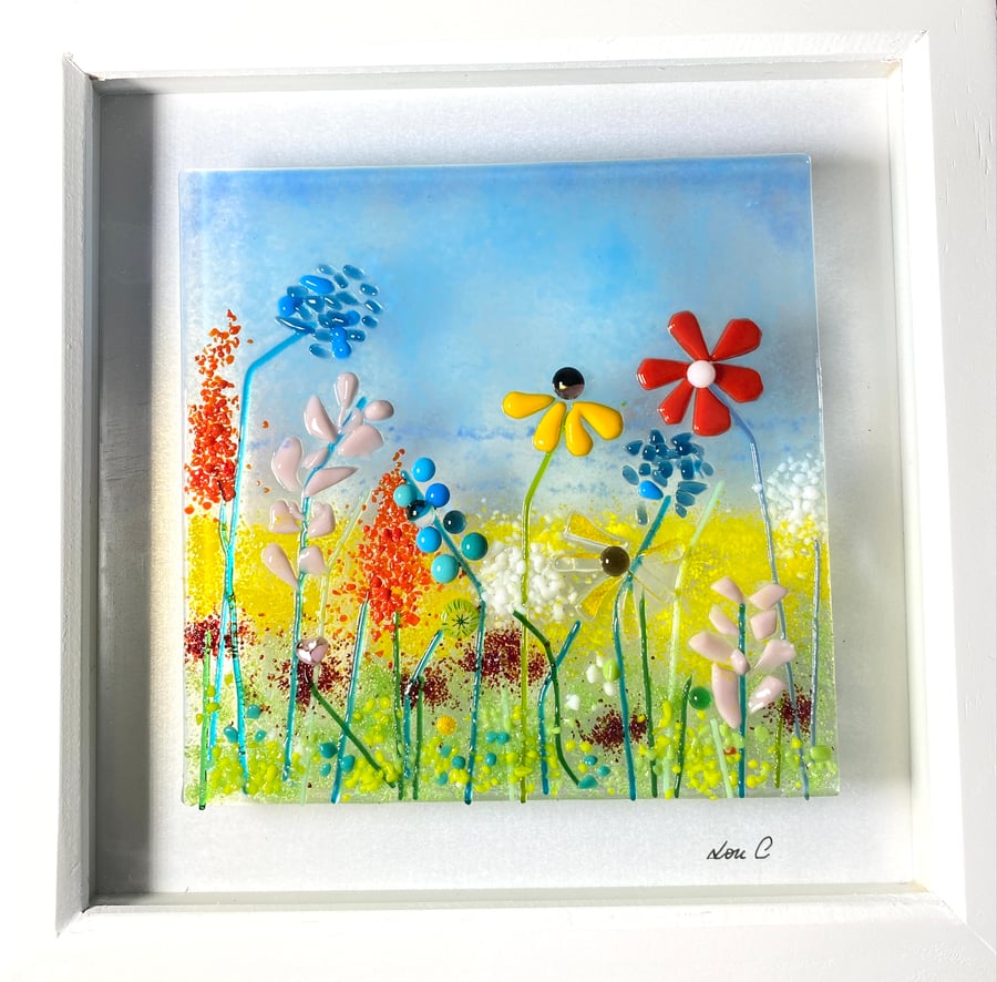 “Summer days” fused glass art - glass picture - Folksy