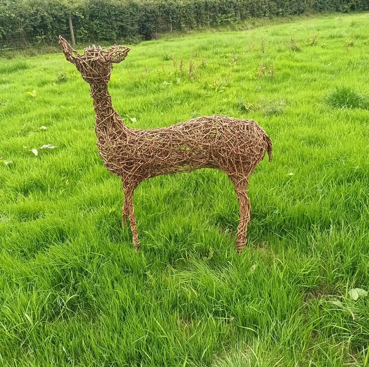 willow deer, doe, adult, reindeer, garden sculp... - Folksy