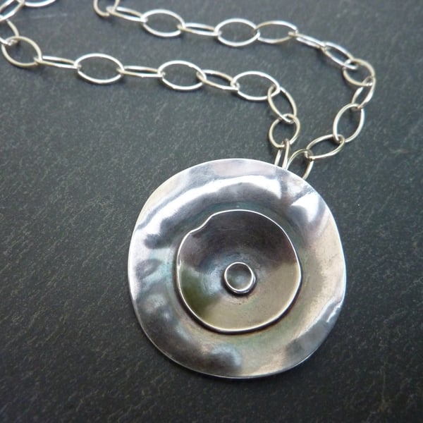 Oxidised Silver Abstract Flower Pendant - Folksy