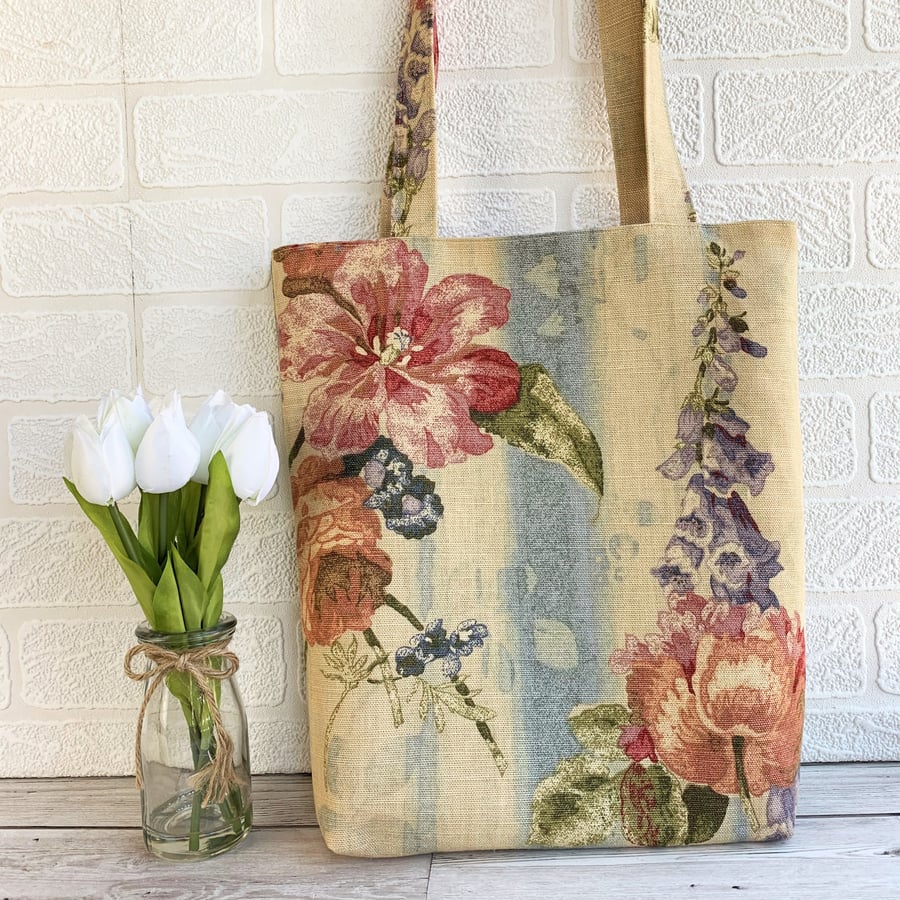 Cottage garden floral tote bag with foxgloves - Folksy