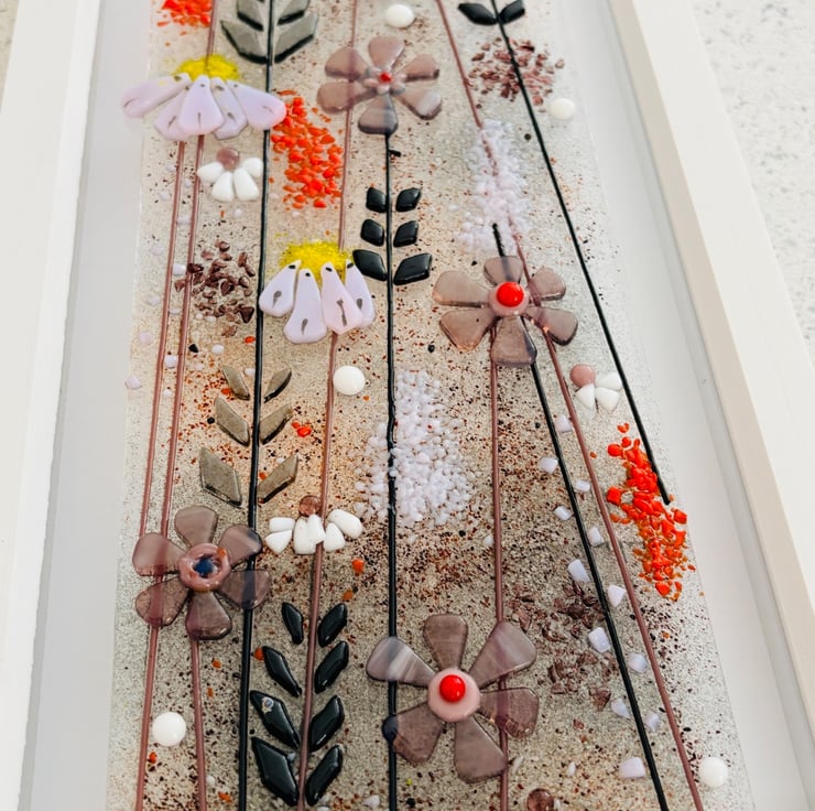 Muted meadow flowers , fused glass art - Folksy