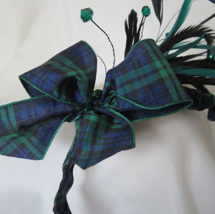 Emerald Green & Black Tartan Feather Scrunc... - Folksy