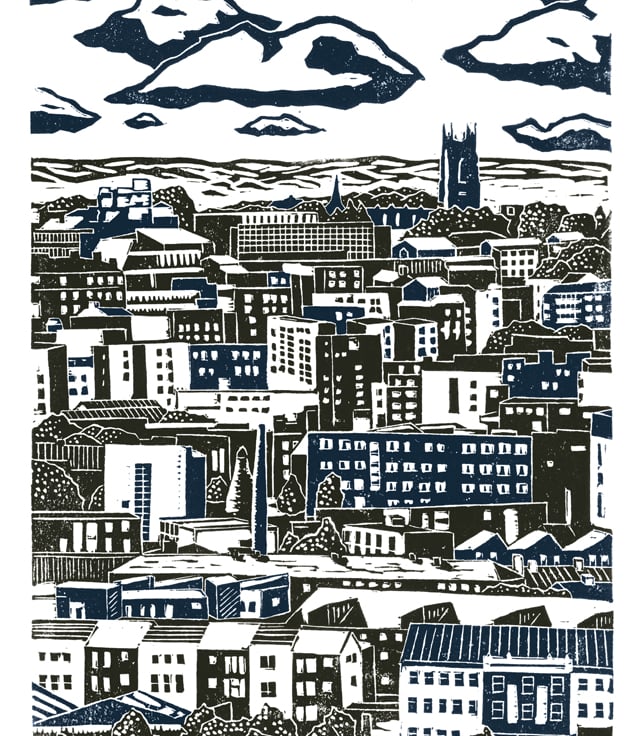 Sheffield City View No.2 A3 poster-print (pink-... - Folksy